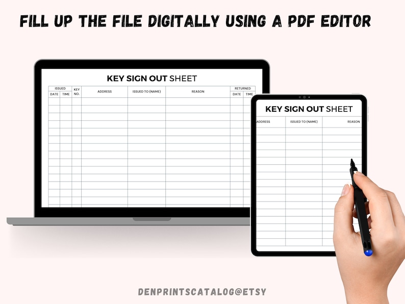 Key Sign Out Sheet Printable, Visitor Sign in Out Form, Event Sign in ...