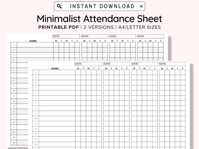 Class Record Printable Attendance Log Attendance Tracker - Etsy