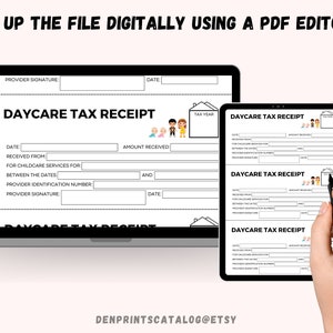 Daycare Receipts Printable, Daycare Tax Receipts,daycare Tax Statement ...