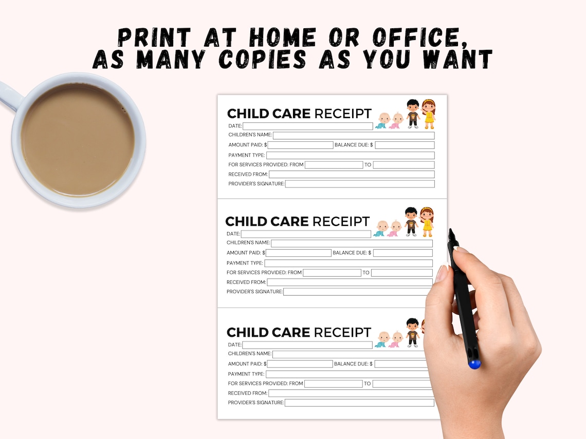 Daycare Receipt Printable, Printable Payment Receipt for Child Care ...