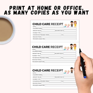 Daycare Receipt Printable, Printable Payment Receipt for Child Care ...