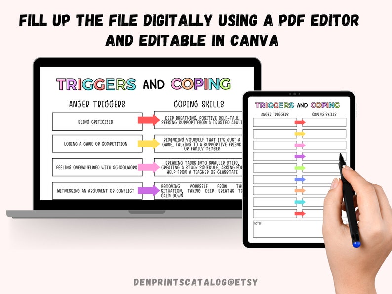 Triggers and Coping Worksheet Mental Health Mood Tracker - Etsy