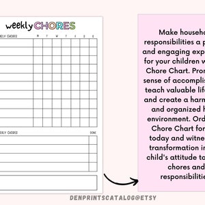 Chore Chart Printable, Editable Daily & Weekly Kids Chore ...