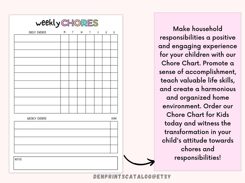 Chore Chart Printable Editable Daily & Weekly Kids Chore - Etsy