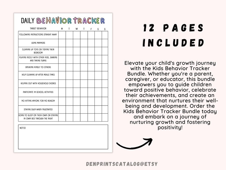 Kids Behavior Tracker Bundle for Kids, Actions Consequence Chart ...