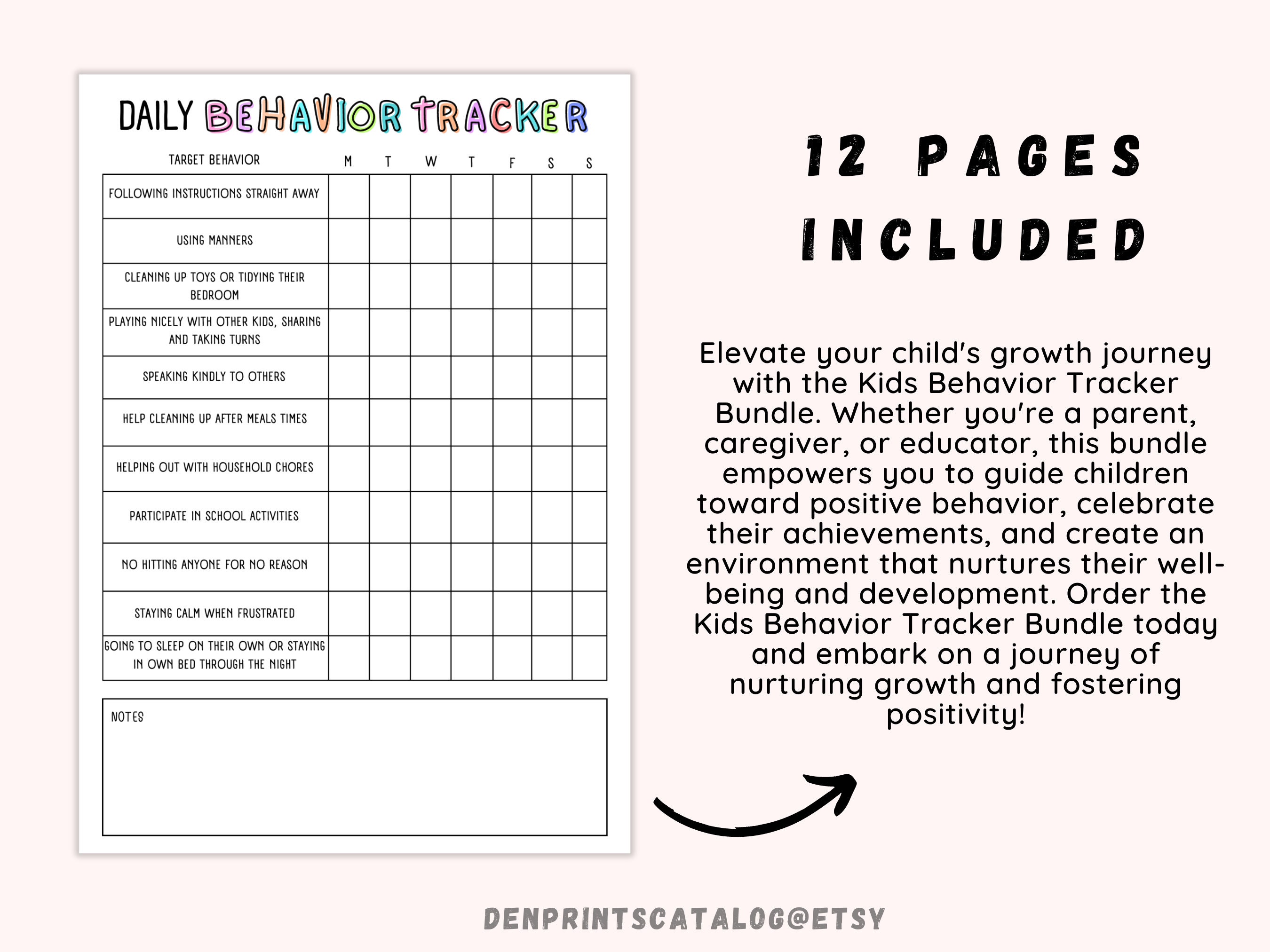 Kids Behavior Tracker Bundle for Kids, Actions Consequence Chart ...