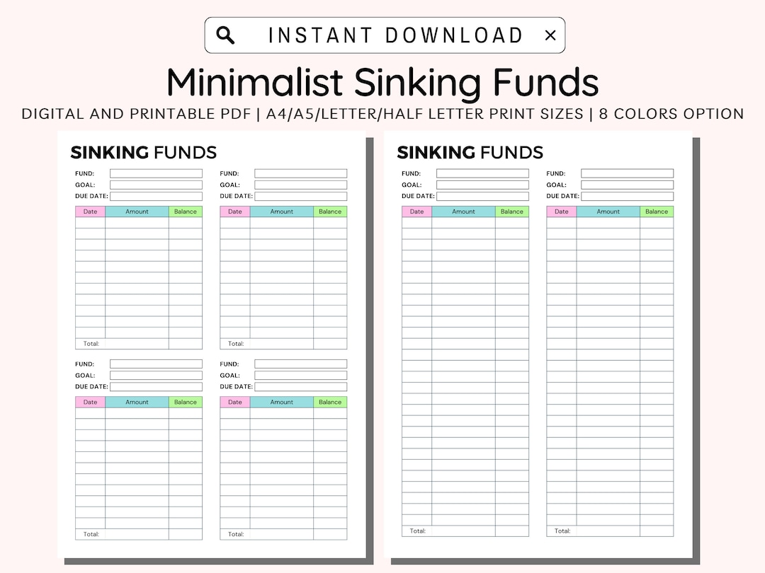 Sinking Funds Tracker Printable, Savings Challenge, Savings Tracker ...