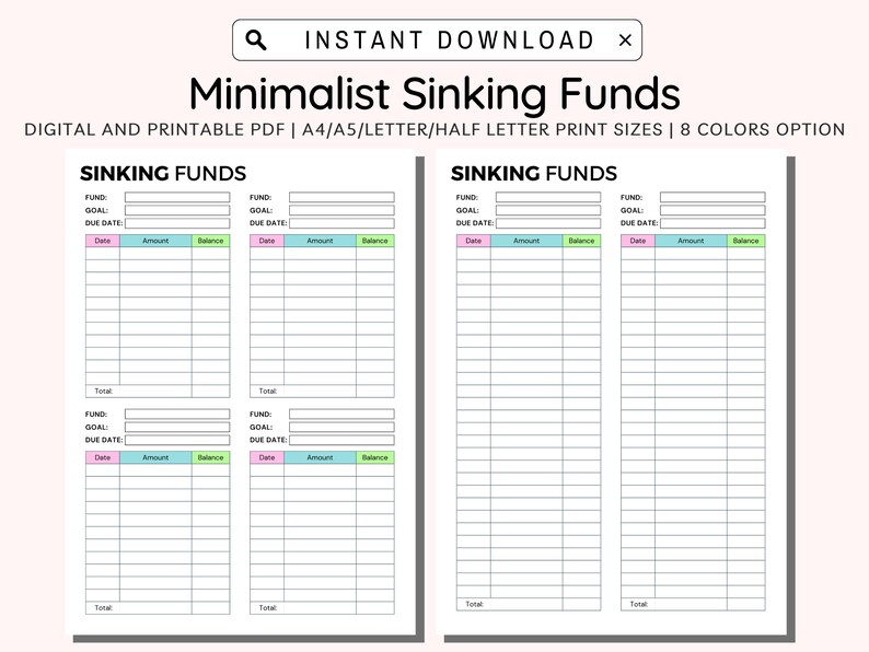 Sinking Funds Tracker Printable, Savings Challenge, Savings Tracker ...