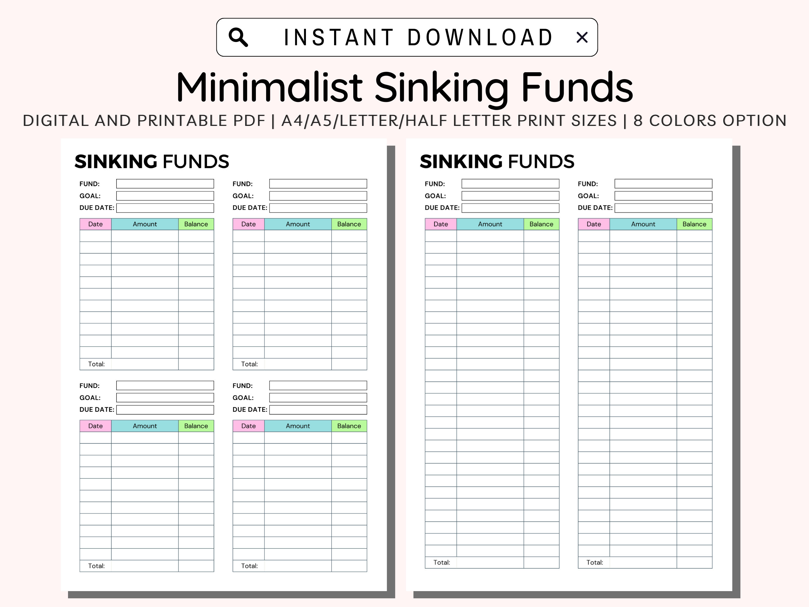 Sinking Funds Tracker Printable, Savings Challenge, Savings Tracker ...