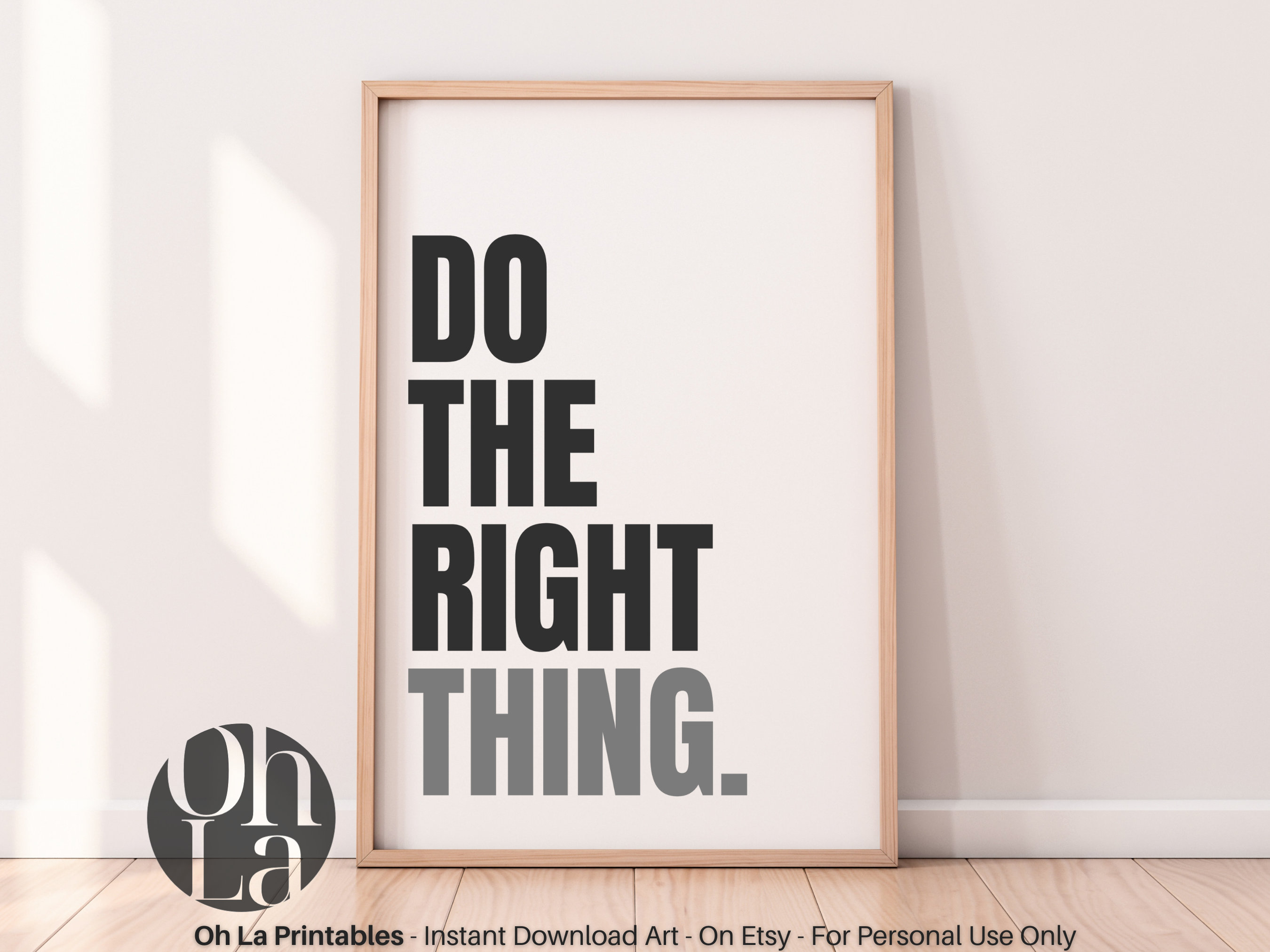 Do the Right Thing Printable Wall Art Minimalist Typography Poster ...