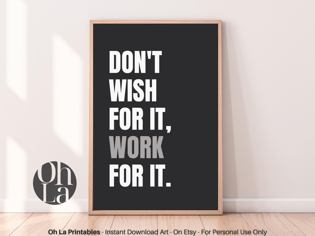 Motivational Typography Poster: Work Ethic Quote (digital Download) - Etsy