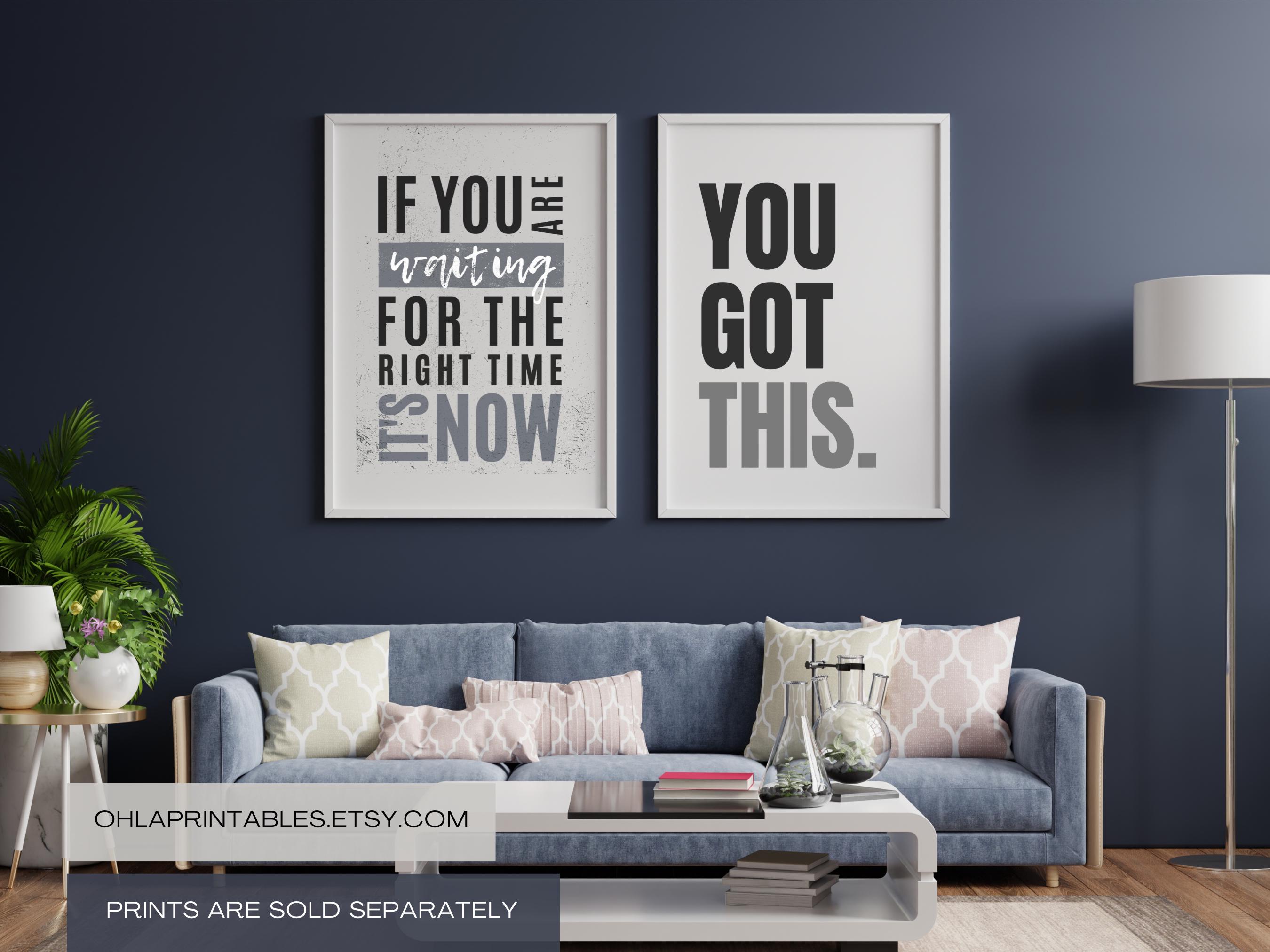 The Right Time is Now: Modern Black and White Motivational Printable ...