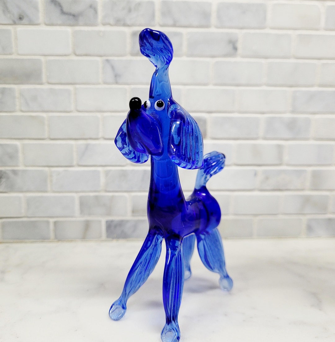 Murano Style Blown Glass Cobalt Blue Dog Figurine. - Etsy