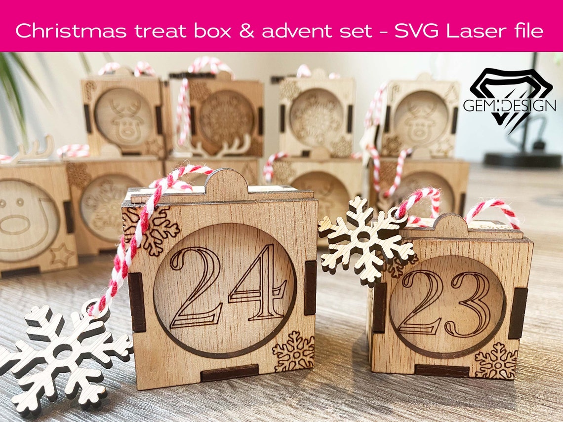 Christmas Advent Calendar Box Set SVG, 3 Sizes, Various Designs, Tags ...