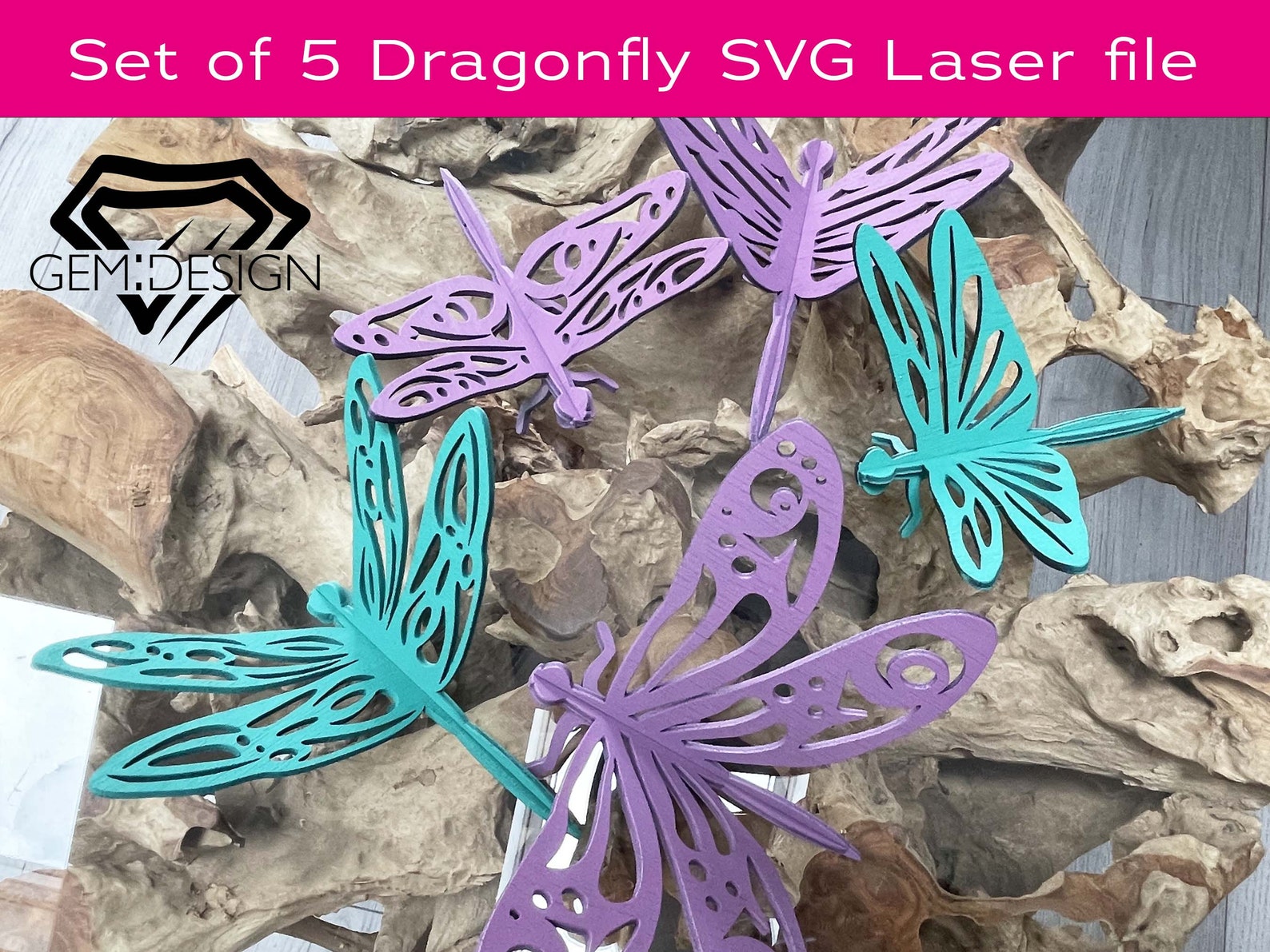 5 3D Dragonfly SVG File, Dragonflies Laser File, 3D Ornament SVG ...