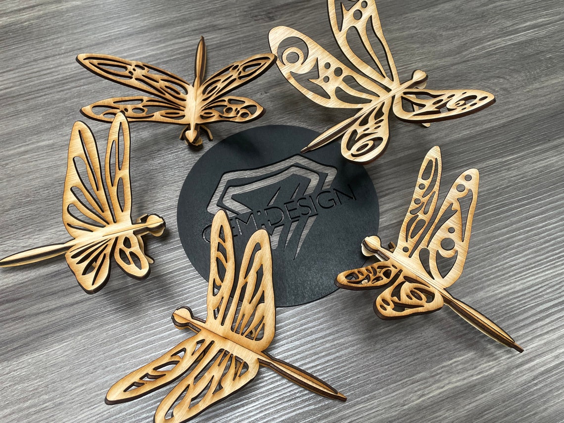 5 3D Dragonfly SVG File, Dragonflies Laser File, 3D Ornament SVG ...
