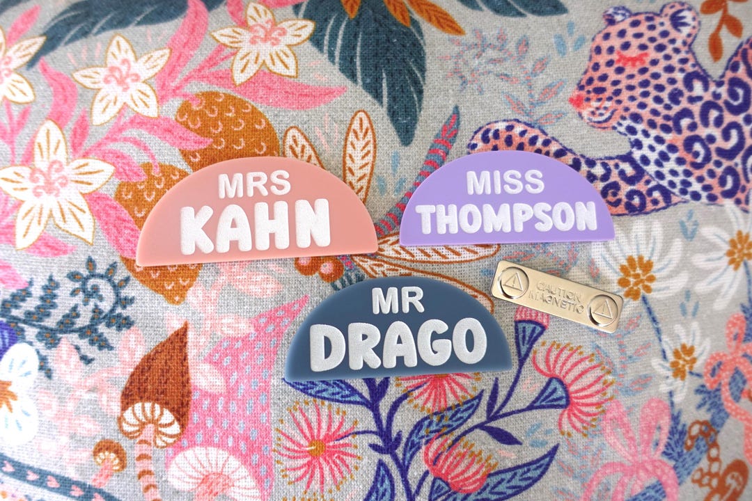 Personalized Acrylic Teacher Name Badge - Magnetic Back - Etsy