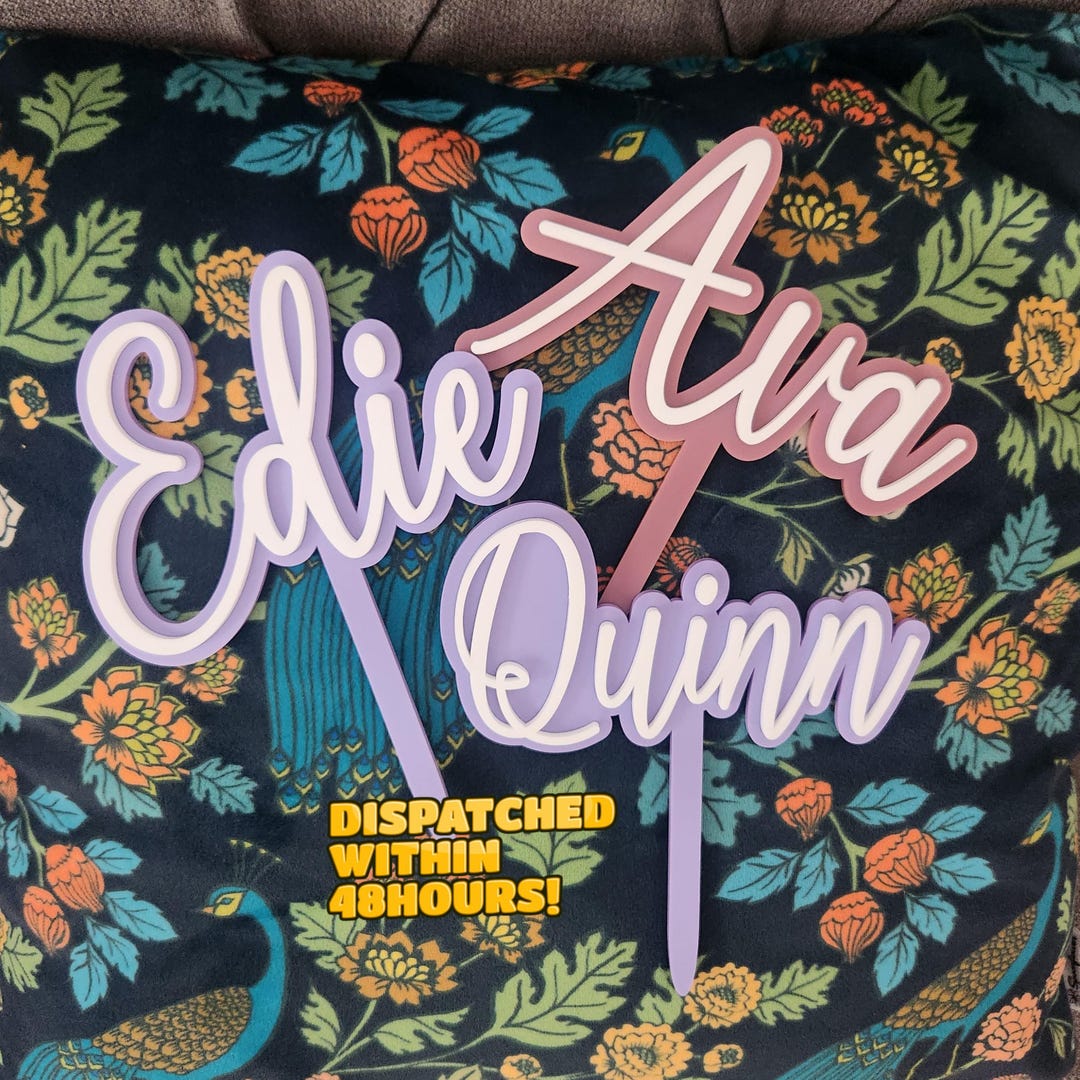 Name Cake Topper | Birthday Cake Topper | Colourful Script Cake Topper ...