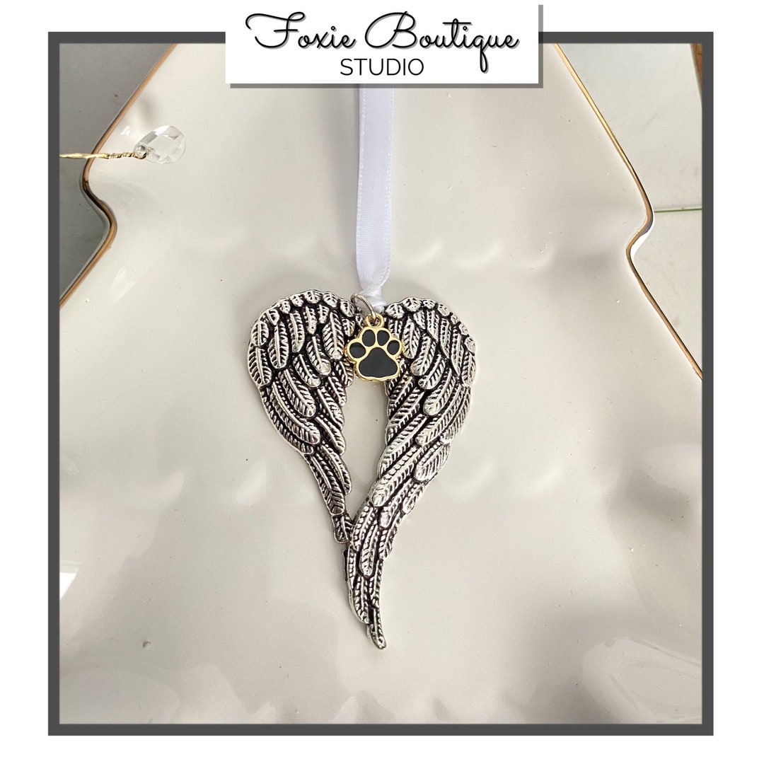 Angel Wings Ornament With Paw Charm, Sympathy Gift, Pet Memorial Gift ...