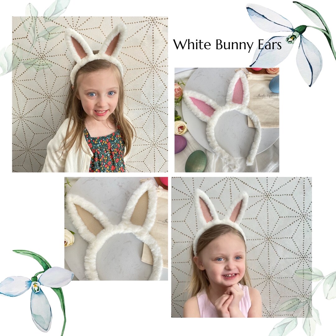 White Fuzzy Bunny Ear Headband, Bunny Headband, Easter Headband, Easter ...