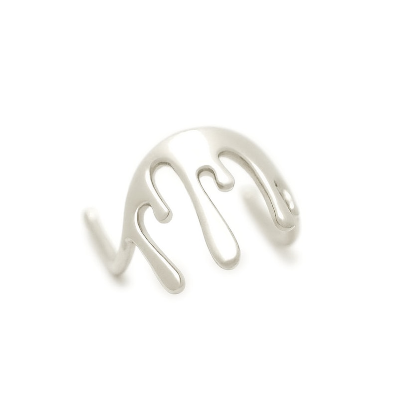 Silver Drippy Fingernail Ring - Etsy New Zealand