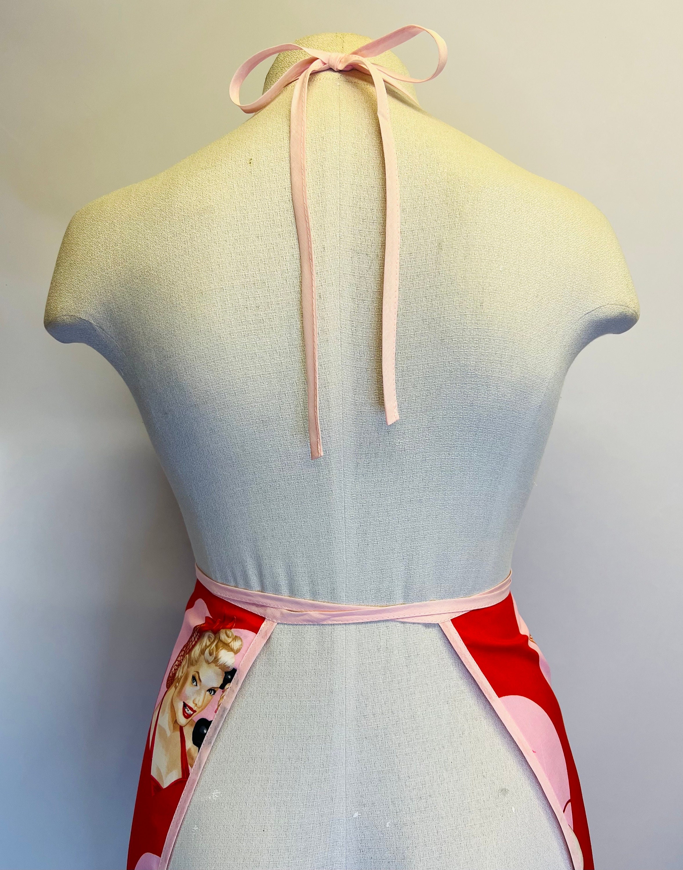 Retro Apron/pinny 1950s Pin up Girls Dial Love in Red Pink Pleated ...