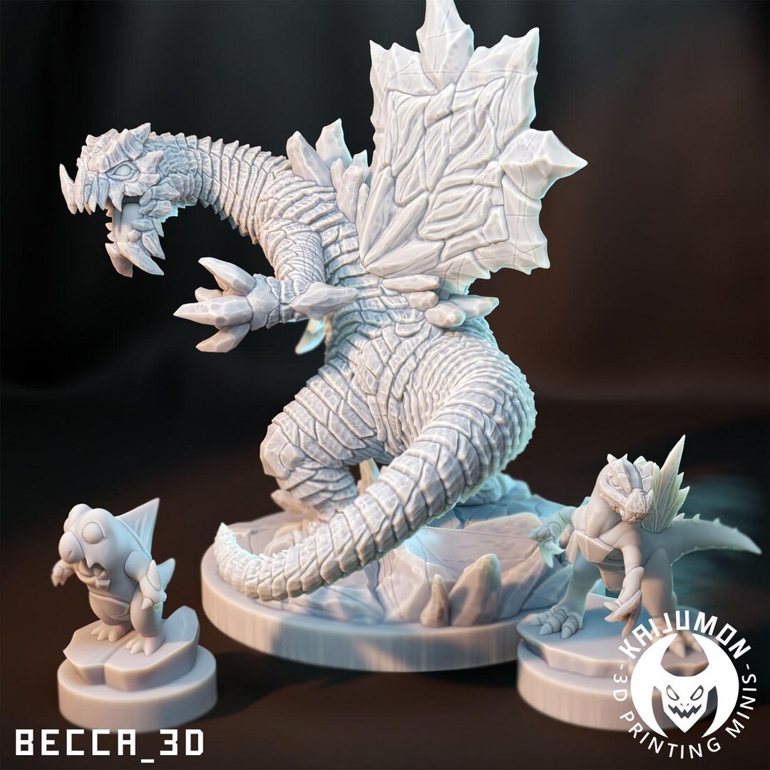 Icezilla Set Kaijumon 3d Printed Miniature| Unpainted - Etsy