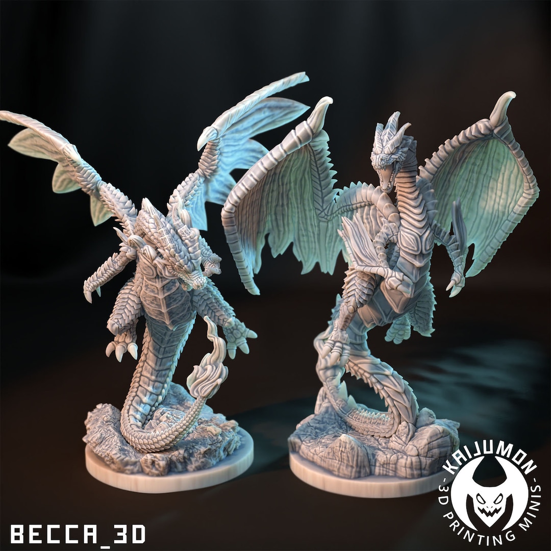 Mega Char Lizards Kaijumon 3d Printed Unpainted Figure - Etsy