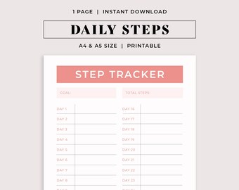 Step Tracker Printable, Daily Step Log, Weekly Step Tracker, Workout ...