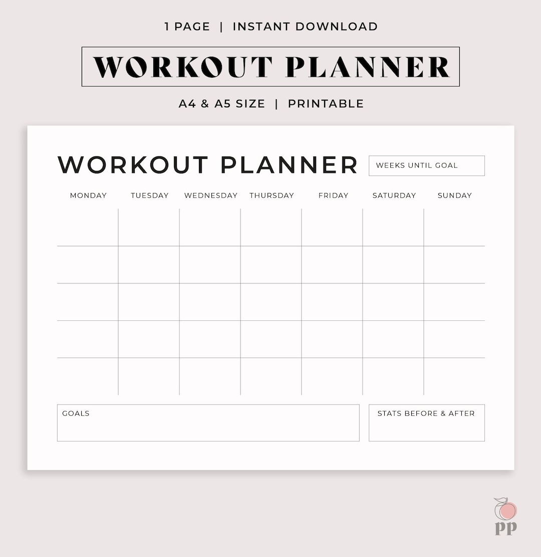 Workout Planner | Printable PDF | A4 & A5 | Black - Etsy