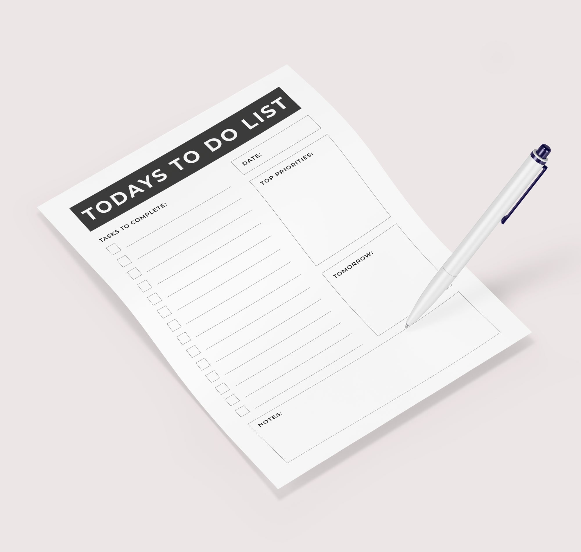 Daily to Do List Black | Printable PDF | A4 & A5 - Etsy