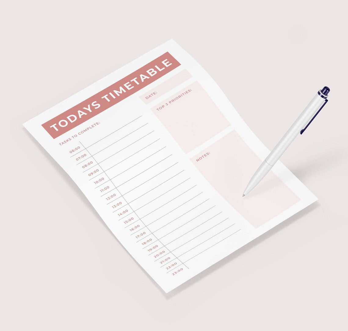 Daily Timetable Printable PDF A4 & A5 | Etsy