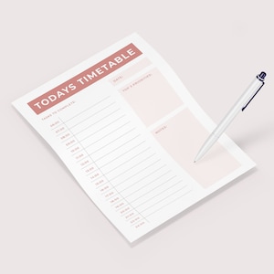 Daily Timetable Printable PDF A4 & A5 | Etsy