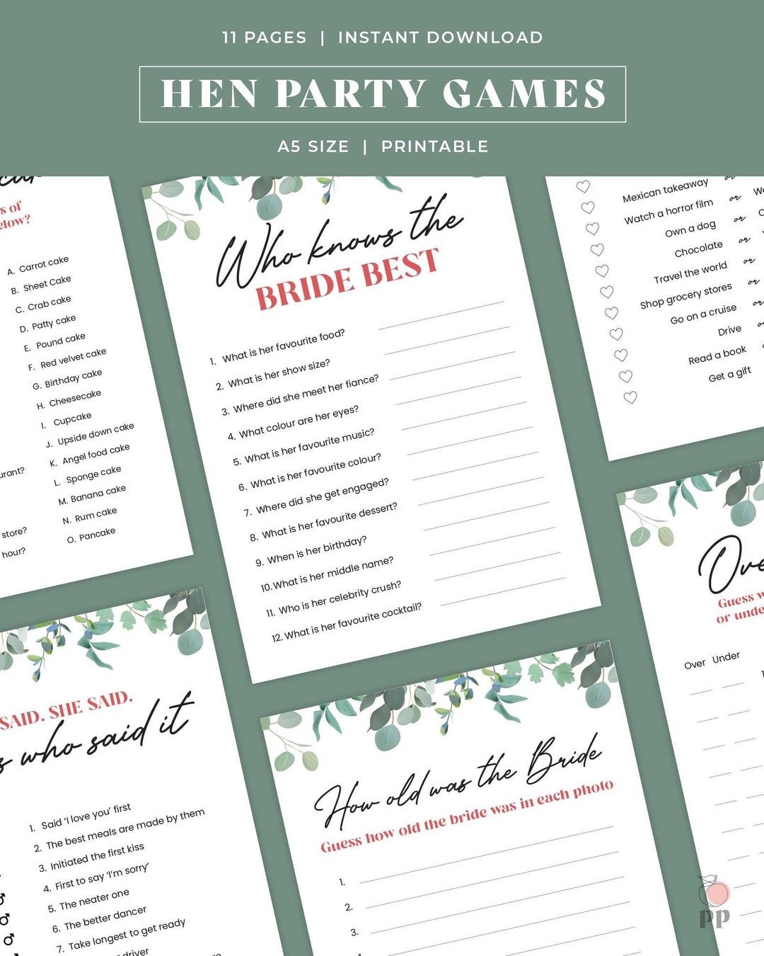 Hen Party Games | Printable PDF | A5 - Etsy