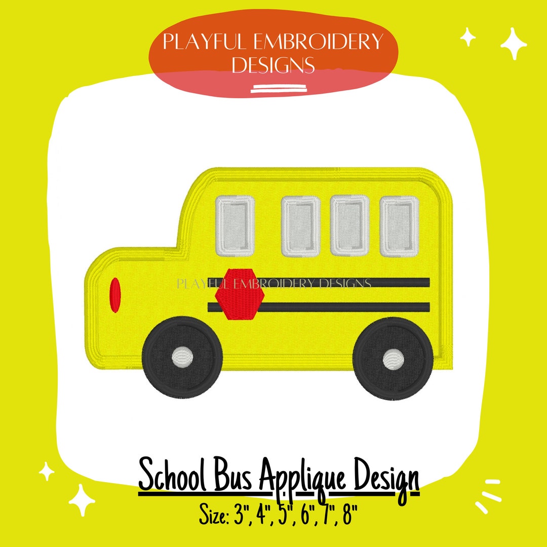 School Bus Applique Machine Embroidery Design, Back to School Applique ...