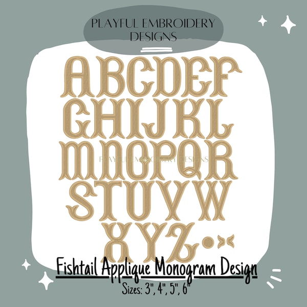 Fishtail Embroidery Font - Etsy