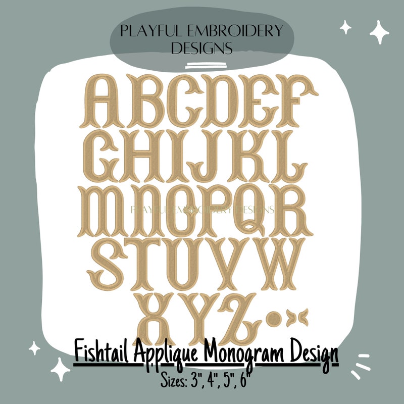 Fishtail Embroidery Font - Etsy