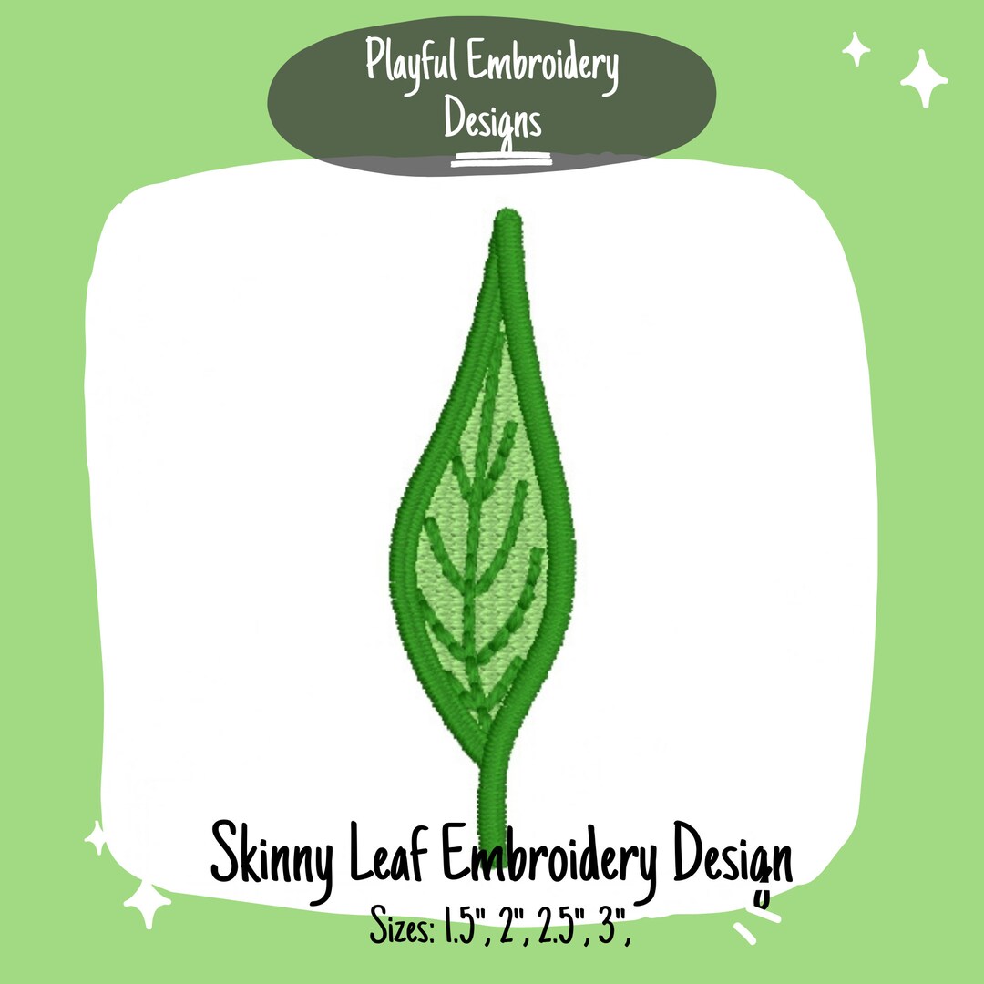 Skinny Leaf Machine Embroidery Design, Fall Leaves Embroidery Design - Etsy