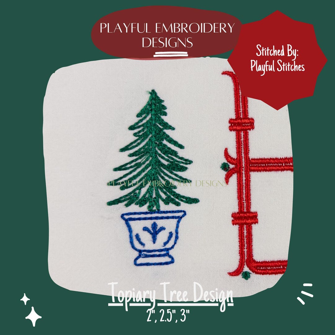 Christmas Tree Topiary Design for Machine Embroidery, Digital Download ...
