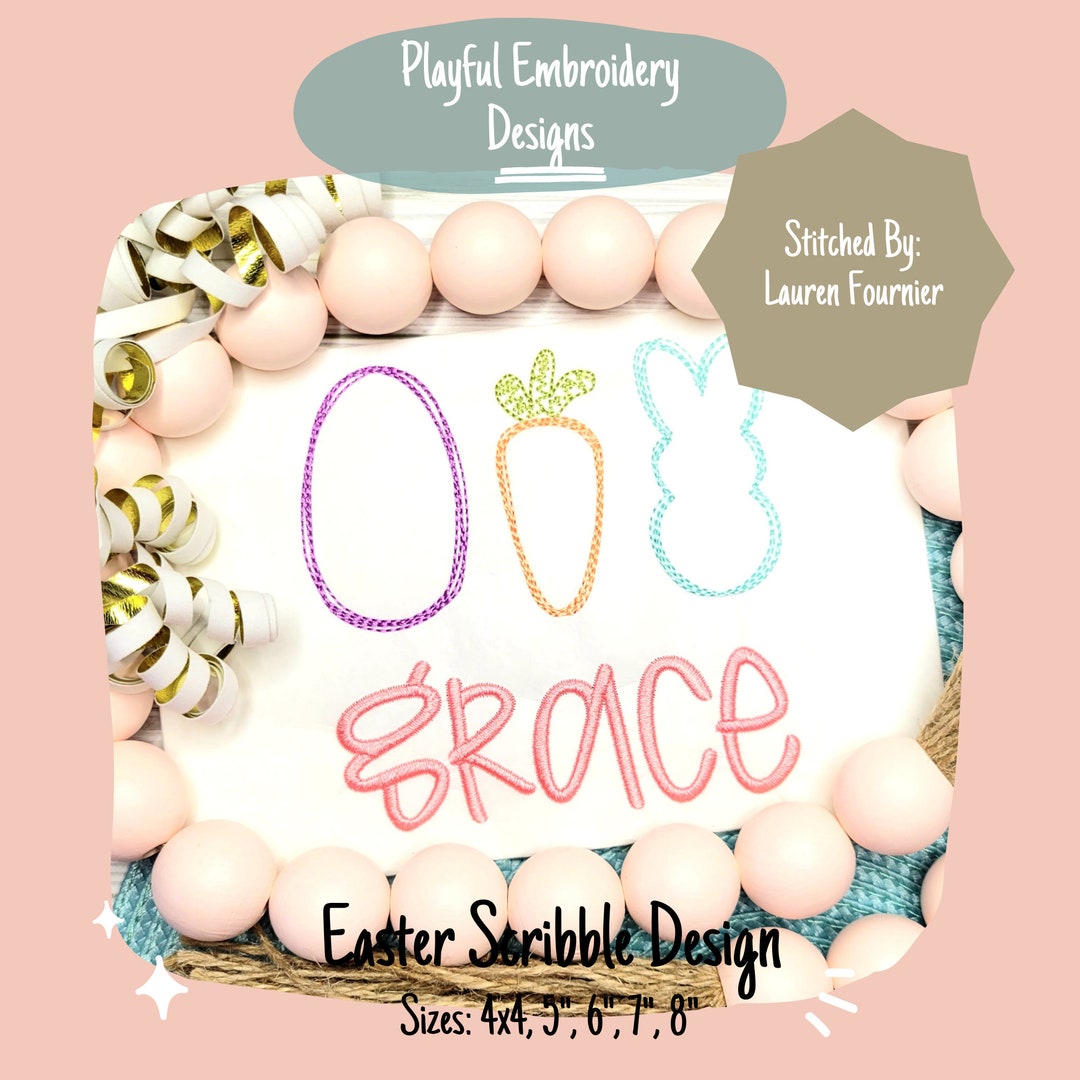 Easter Egg Carrot Bunny Scribble Machine Embroidery Design, Easter ...