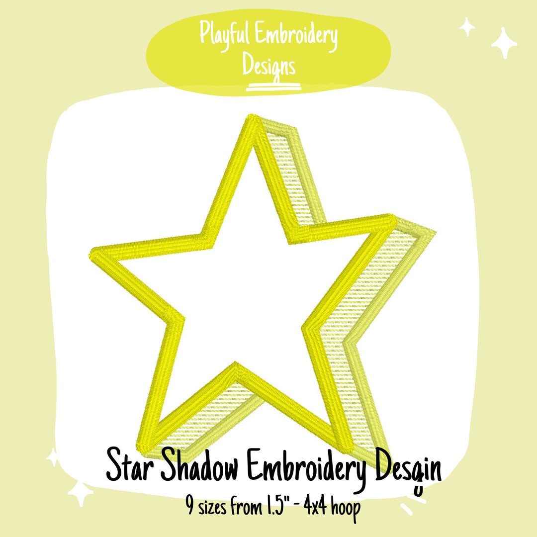 Shadow Star Design Machine Embroidery Design, Back to School Star ...