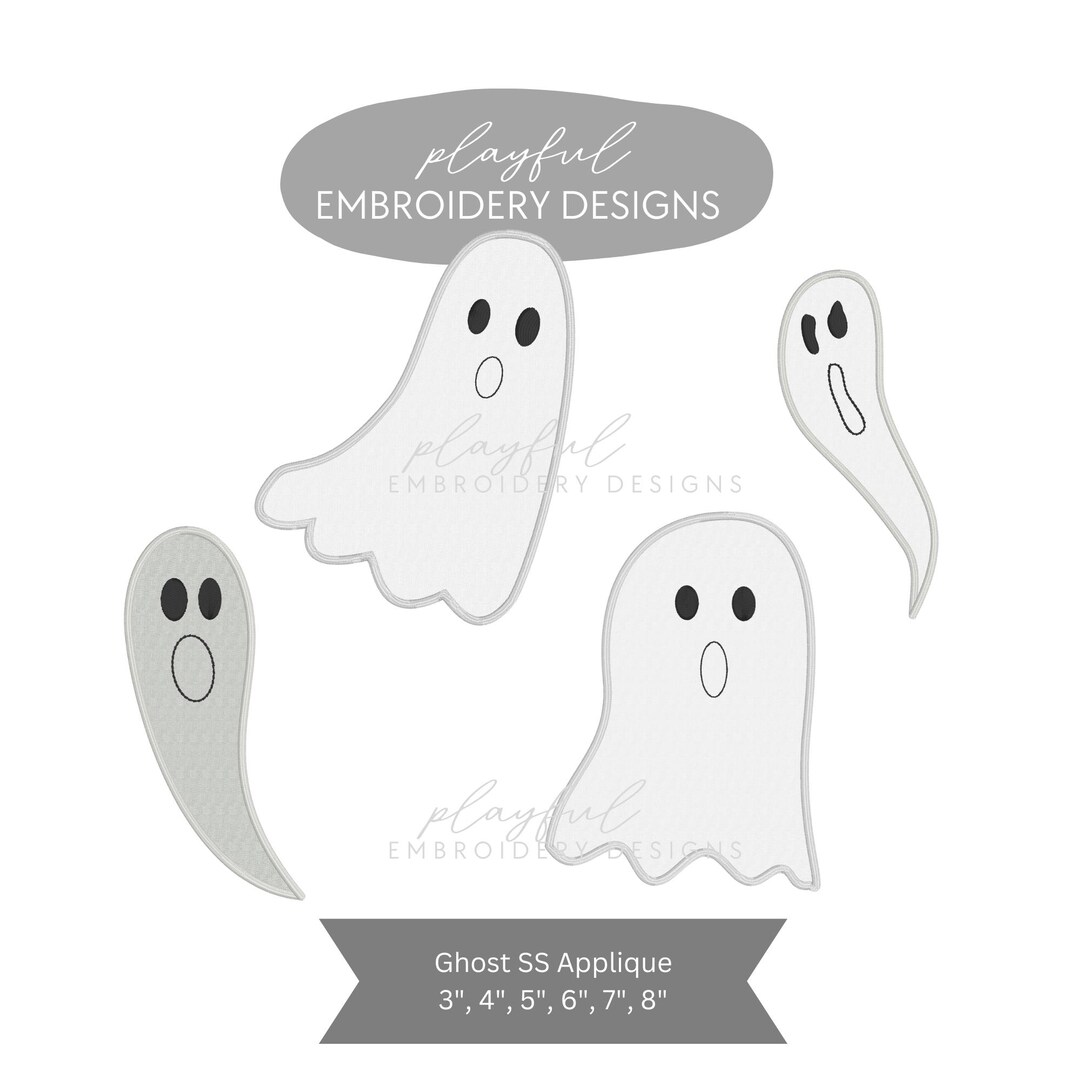 Ghost Applique Machine Embroidery Design, Applique Ghost Design, Satin ...