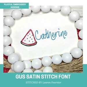 The Gus Satin Stitch Embroidery Font, Handwriting Machine Embroidery ...