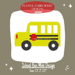 School Bus Mini Machine Embroidery Design, School Bus Mini Fill Design ...
