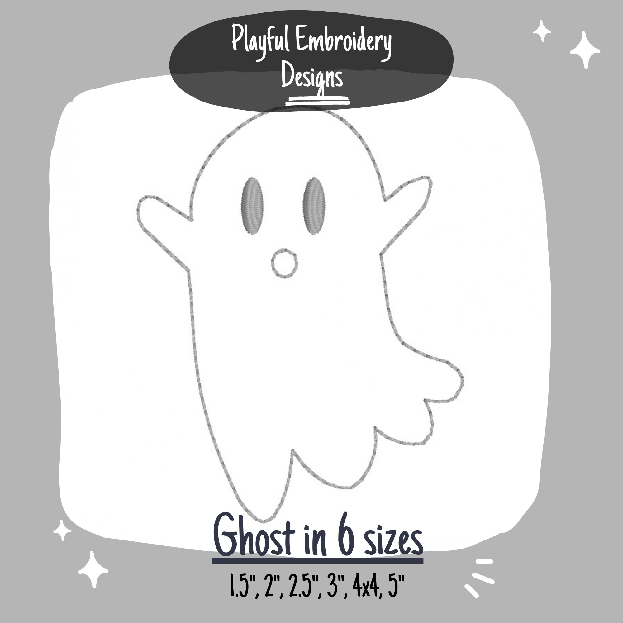 Ghost Outline Machine Embroidery Design, Bean Stitch Ghost Design ...