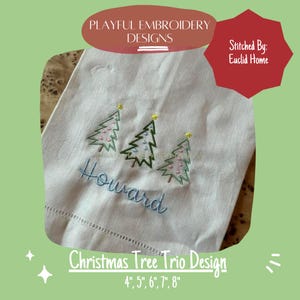 Scribble Christmas Tree Trio Embroidery Design (digital Download) - Etsy