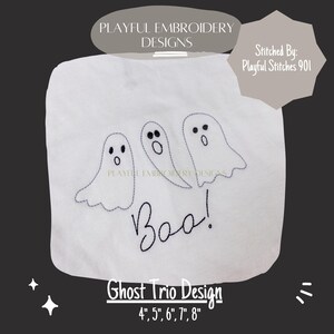 Ghost Trio Machine Embroidery Design, Halloween Quick Stitch (digital ...