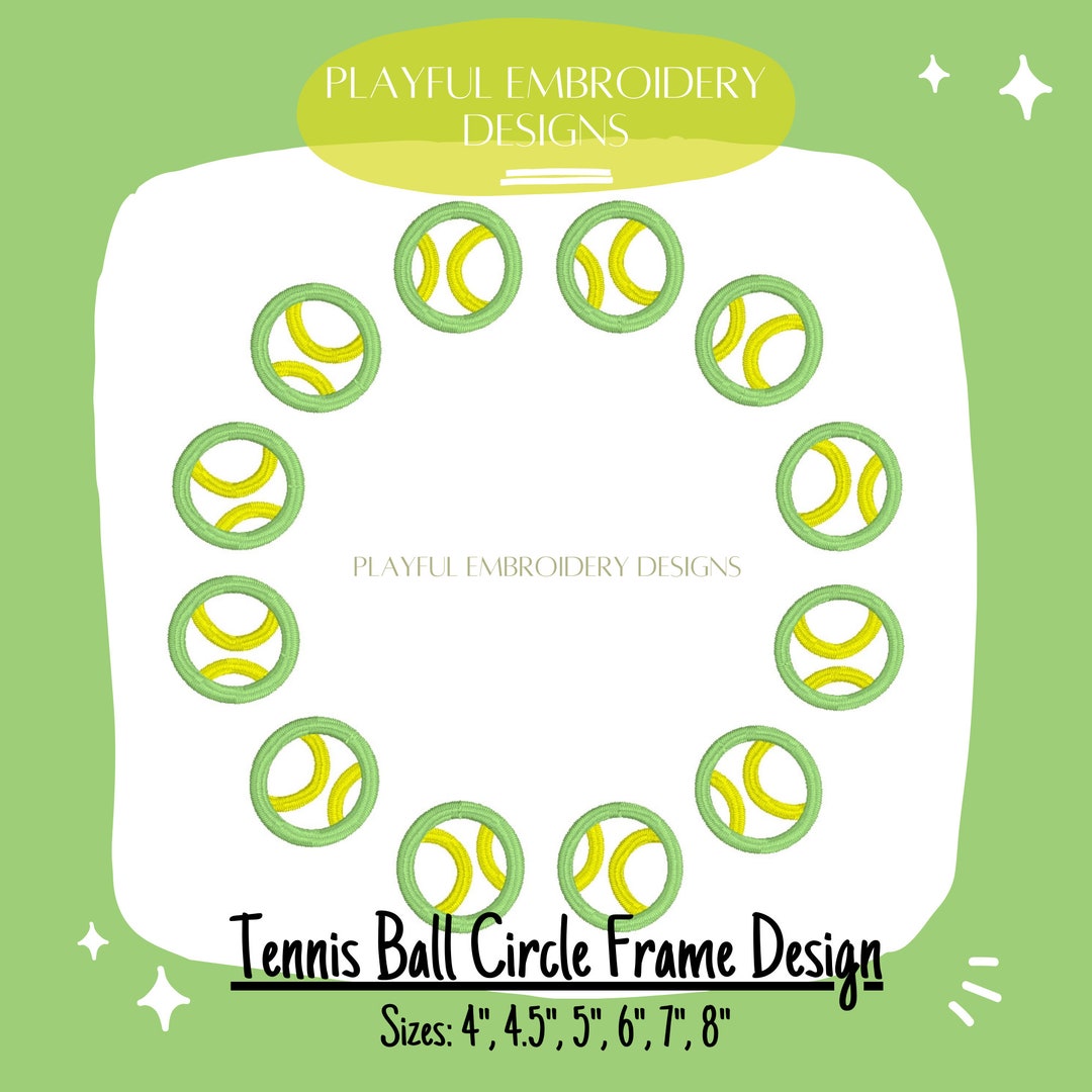 Tennis Circle Monogram Frame Embroidery Design, Tennis Monogram Frame ...
