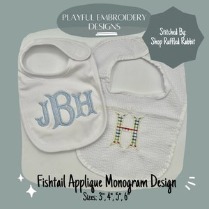 Fishtail Applique Monogram Design, Satin Stitch Fishtail Applique ...