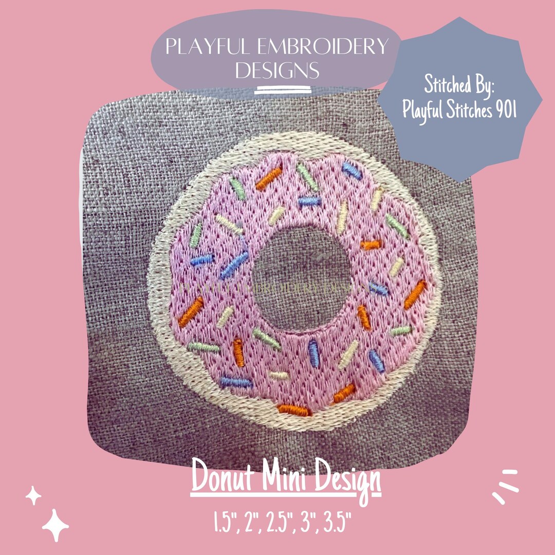 Whimsical Sprinkle Donut Mini Embroidery Design, 2 Inch Donut Design ...